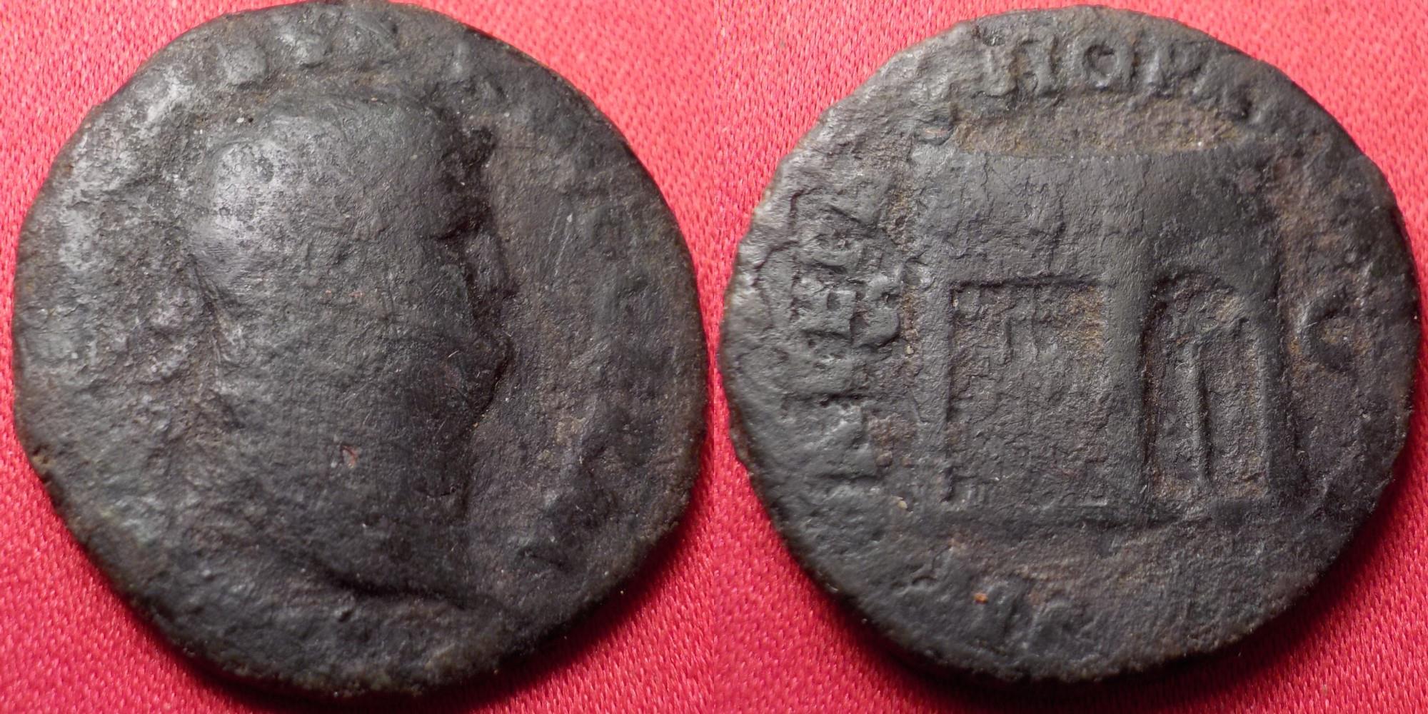 NERO AE as. Temple of Janus with closed doors. 65 AD | Roman Imperial Coins