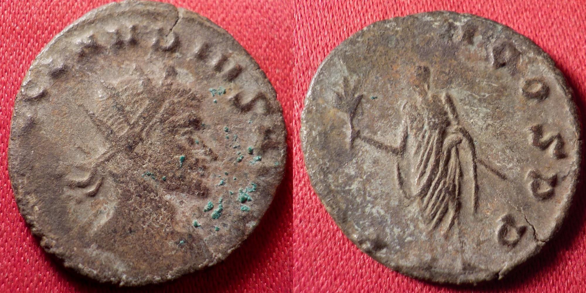 CLAUDIUS II GOTHICUS AE antoninianus. Emperor, togate, holding branch ...