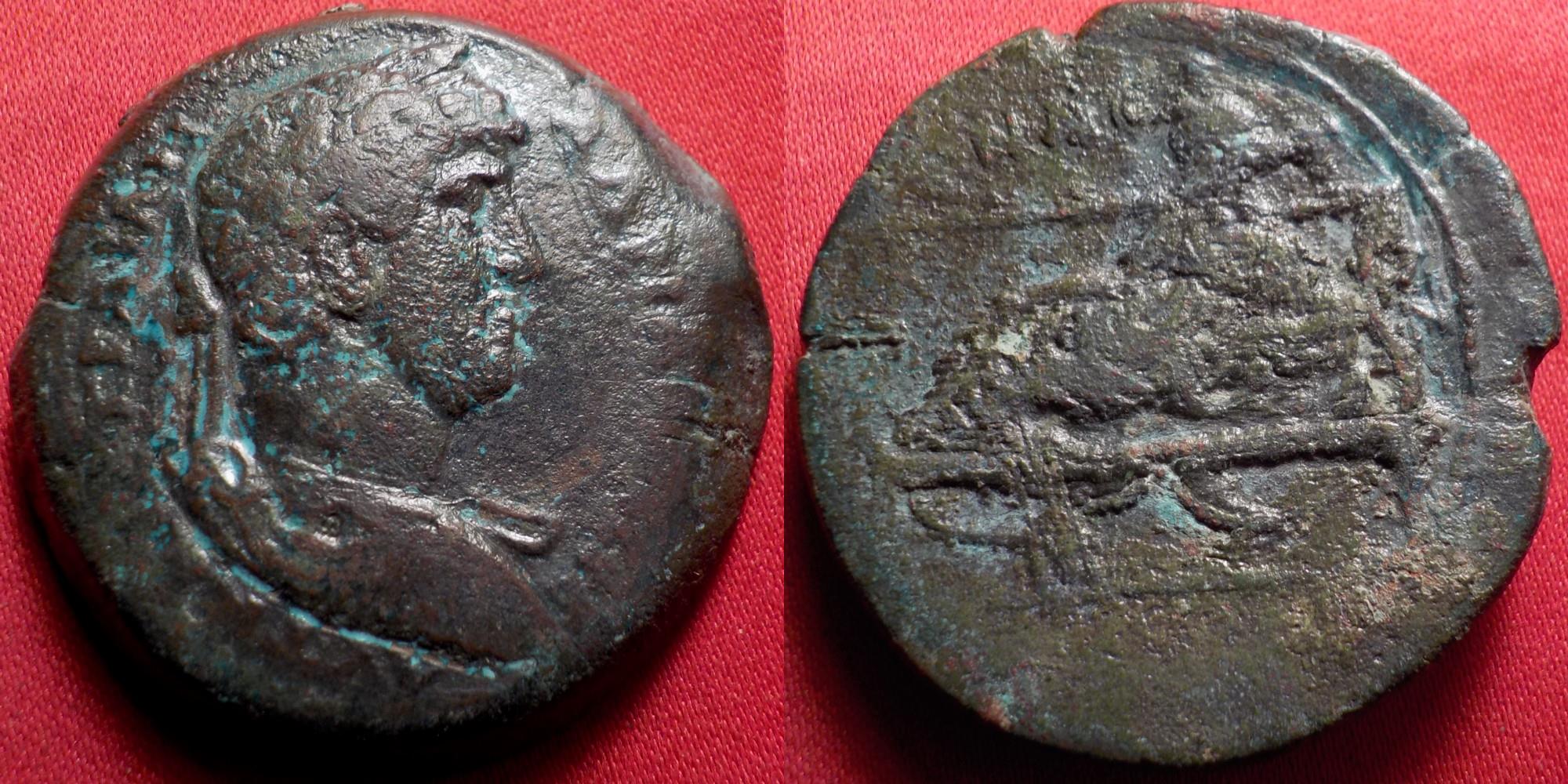 HADRIAN AE 34mm drachm. Alexandria. Tyche reclining on lectisternium