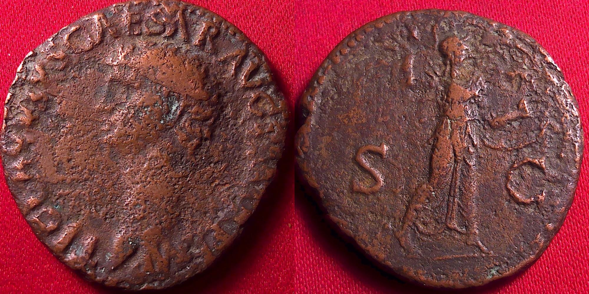 CLAUDIUS AE as. Minerva advancing right, holding spear & shield.