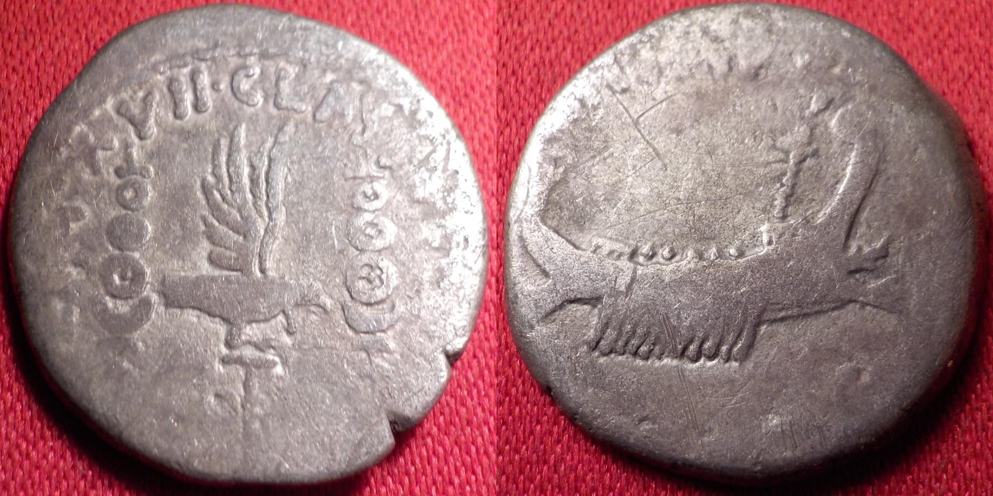MARCUS ANTONIUS AR silver legionary denarius. Named legion, XVII ...