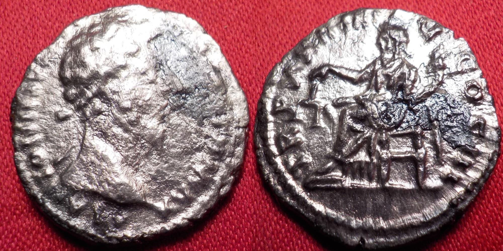 MARCUS AURELIUS AR silver denarius. Aequitas seated, holding scales.