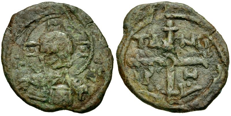 Crusades. Antioch. Tancred as Regent. third type Æ Follis / Bust of Christ