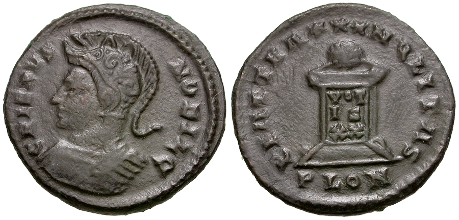 Crispus, Caesar (AD 317-326) Æ3 / Globe on Altar | Roman Imperial Coins