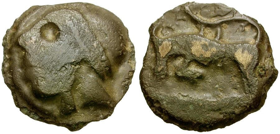 Ancient France. Celtic Tribes of Gaul. Sequani Tribe Potin / Celtic Bull