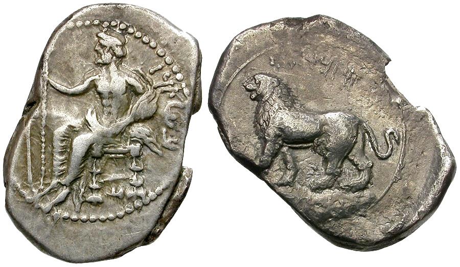 Cilicia. Myriandrus. Satrap Mazaeus (361-334 BC) AR Stater / Lion