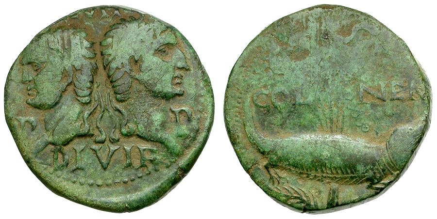 Augustus and Agrippa Nemausus Æ Dupondius / Crocodile | Roman ...