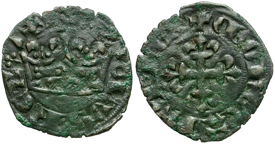 France. Charles IV Billon Double Parisis | Medieval Coins