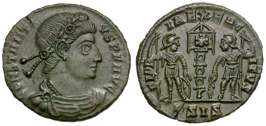 Constantius II, as Augustus (AD 337-361) Æ4 / Soldiers | Roman Imperial ...
