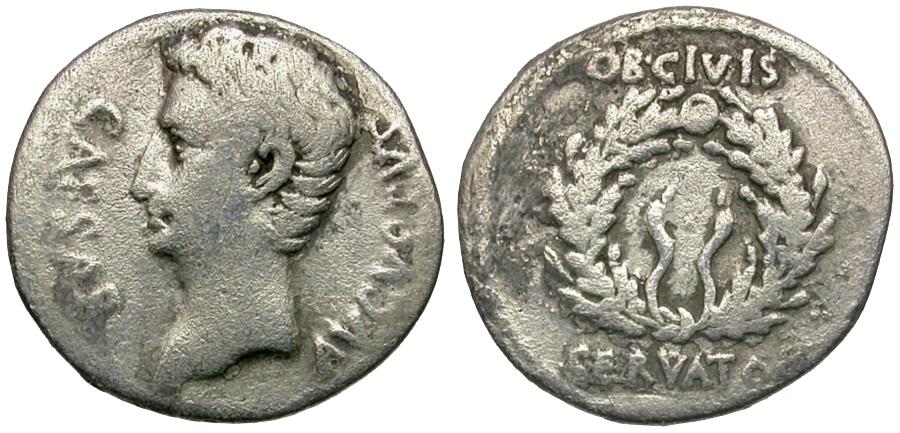 Augustus (27 BC-AD 14) AR Denarius / Wreath | Roman Imperial Coins