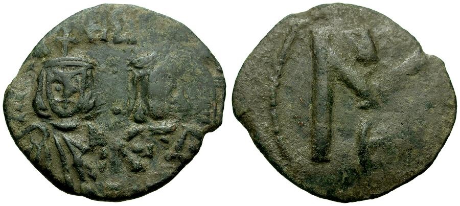 Byzantine Empire. Michael II the Amorian, with Theophilus Æ Follis