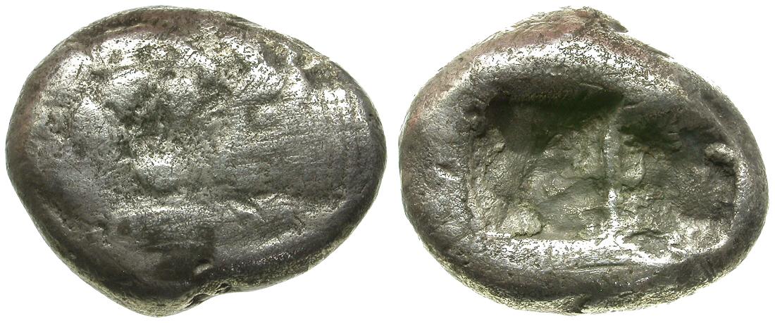 Kings of Lydia. Time of Cyrus to Darius I (555-520 BC) AR Siglos / Lion ...