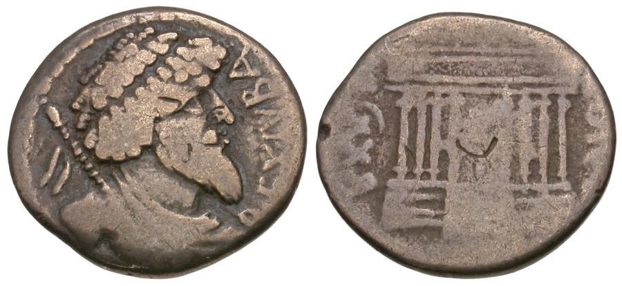 Kings of Numidia. Juba I (60-46 BC) AR Denarius / Temple | Greek Coins