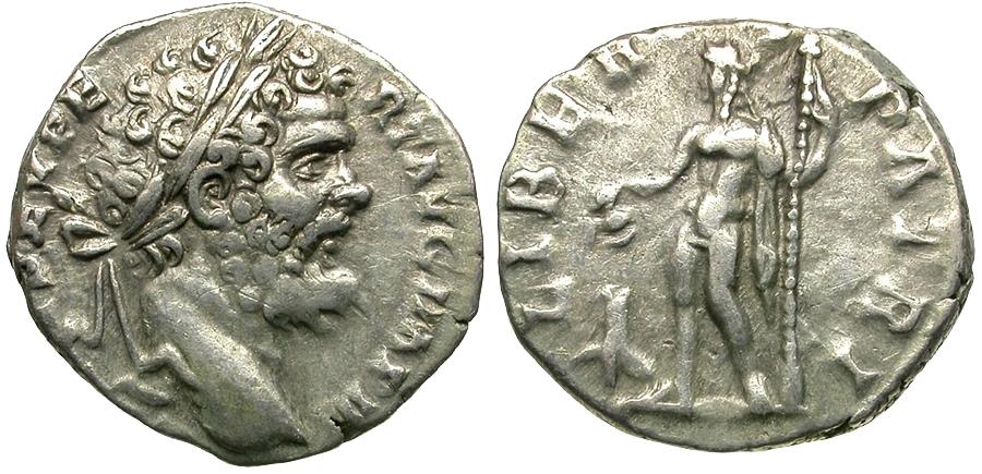 Septimius Severus (AD 193-211) AR Denarius / Bacchus | Roman Imperial Coins