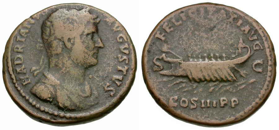 Hadrian (AD 117-138) Æ As / Galley | Roman Imperial Coins