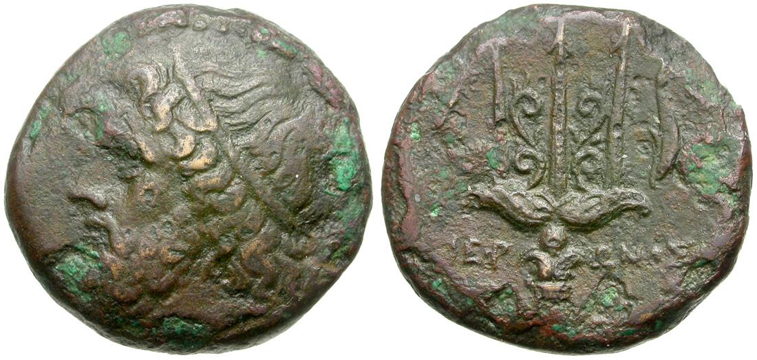 Sicily. Syracuse. Hieron II (275-215 BC) Æ21 / Trident | Greek Coins
