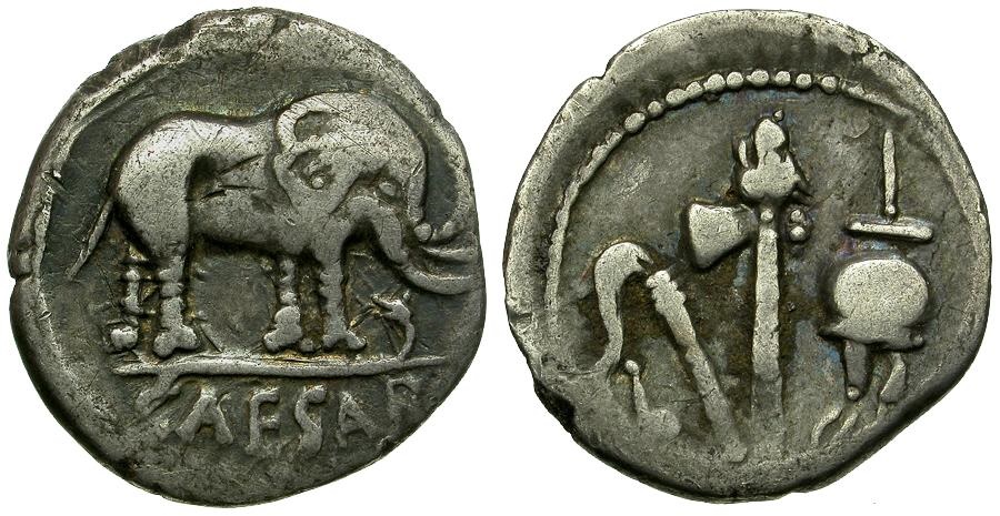Julius Caesar AR Denarius / Elephant