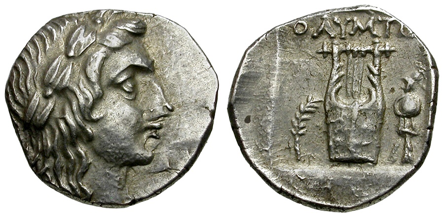 Lycia. Lycian League. Olympos AR Drachm / Lyre with Trophy | Greek Coins