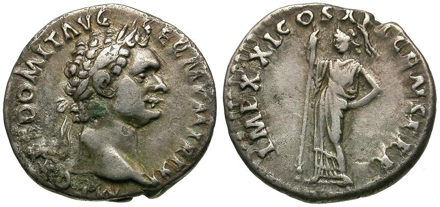 Domitian (AD 81-96) AR Denarius / Minerva | Roman Imperial Coins
