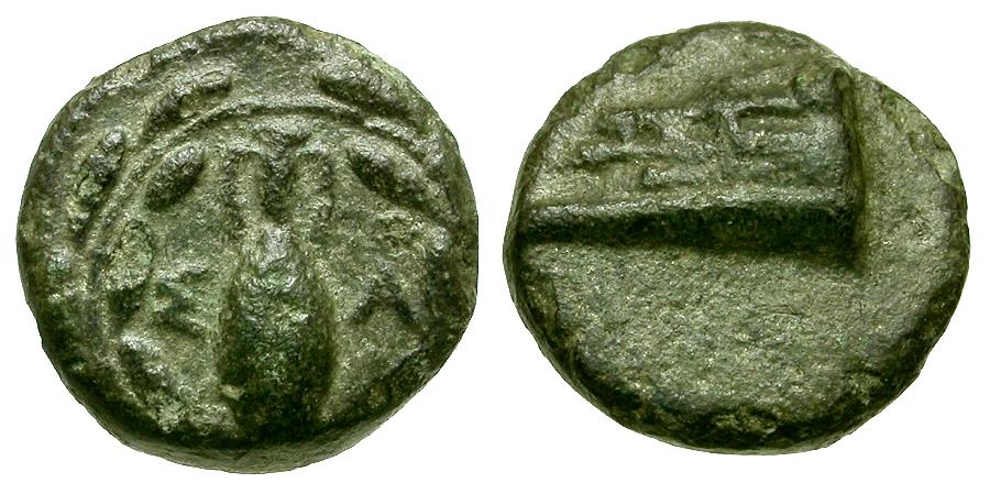 Ionia. Samos Æ8 / Galley & Amphora | Greek Coins
