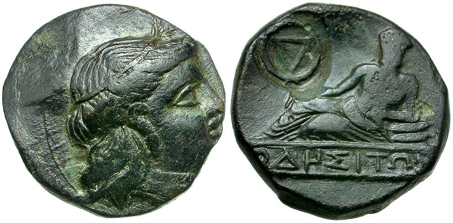 Thrace. Odessos Æ16 / Reclining god | Greek Coins