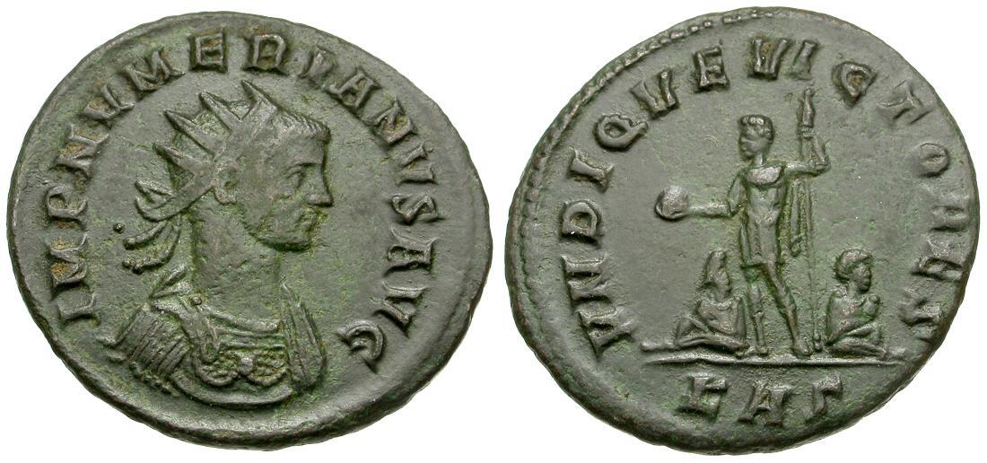 Numerian (AD 283-284) Æ Antoninianus / Emperor and Captives