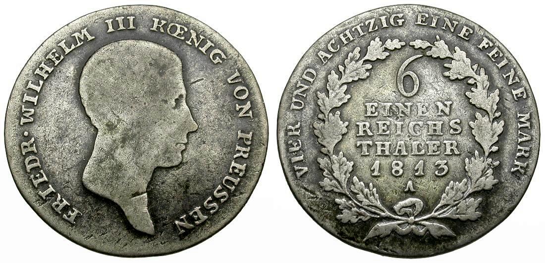 German States. Prussia. Friedrich Wilhelm III (1797-1840) AR 1/6 Taler