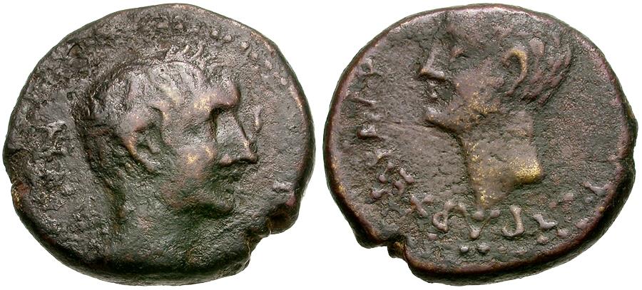 Coele-Syria. Chalcis ad Libanum. Zenodoros with Octavian Æ19
