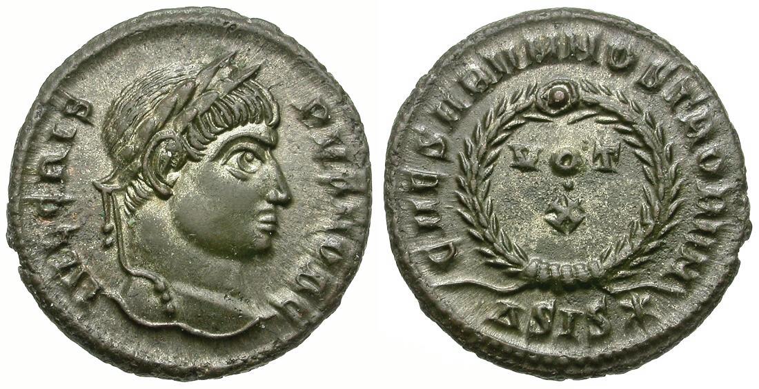 Crispus, Caesar (AD 317-326) Silvered Æ3 / Votive | Roman Imperial Coins