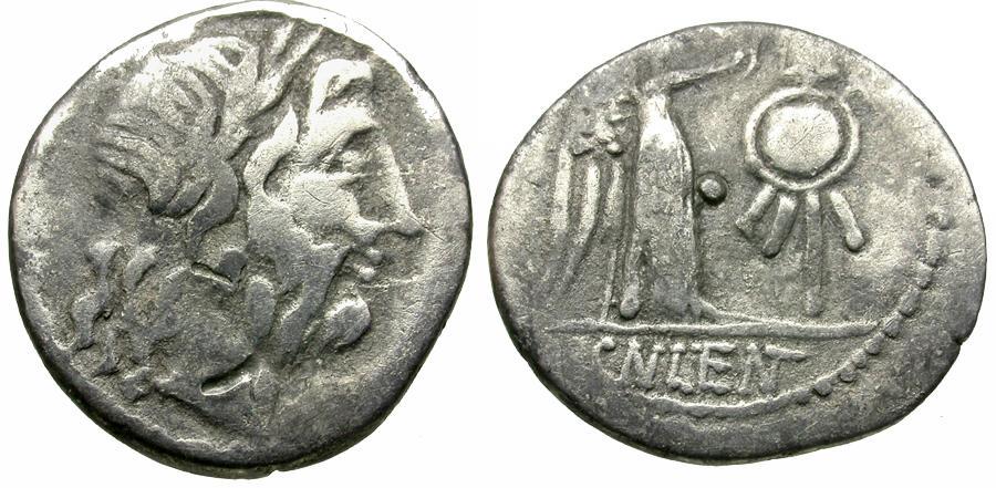 88 BC - Roman Republic. Cn. Lentulus Clodianus AR Quinarius | Roman ...