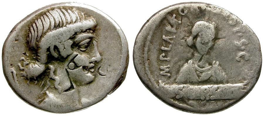 69 BC - Roman Republic. M. Plaetorius M. f. Cestianus AR Denarius / Sors