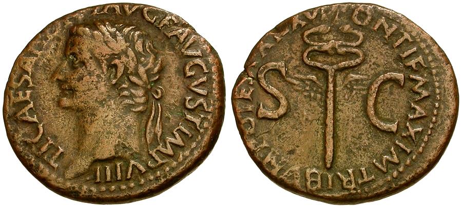 Tiberius Æ AS / Winged Caduceus | Roman Imperial Coins