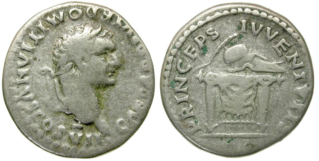 Domitian, as Caesar (AD 69-81) AR Denarius / Altar | Roman Imperial Coins