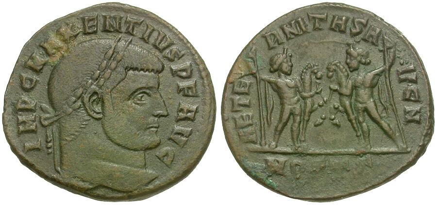 Maxentius (AD 306-312) Æ Follis / Dioscuri with Horses | Roman Imperial ...