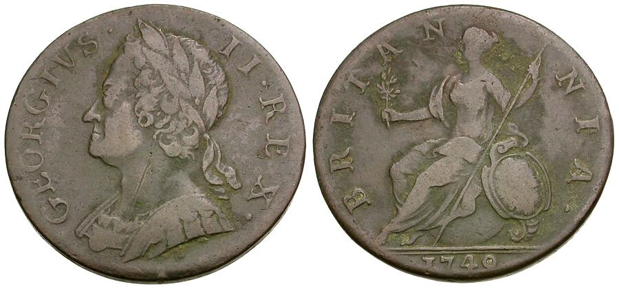 Great Britain. Hanover. George II (1727-1760) Copper Half Penny
