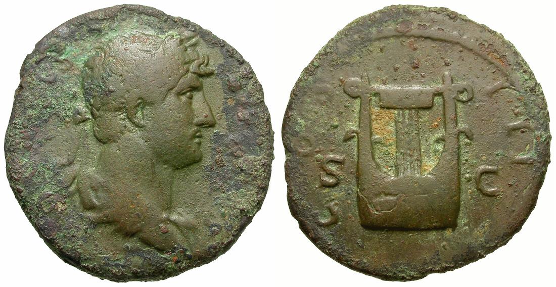 Hadrian (AD 117-138) Æ Semis / Lyre | Roman Imperial Coins