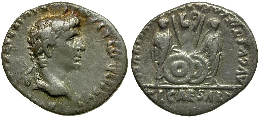 Augustus AR Denarius / Gaius and Lucius Caesars | Roman Imperial Coins