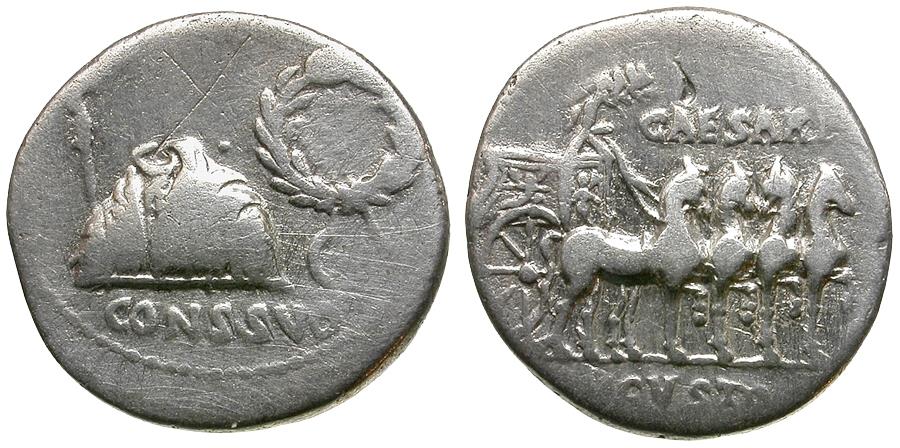 Augustus (27 BC-AD 14) AR Denarius / Triumphal Quadriga | Roman ...
