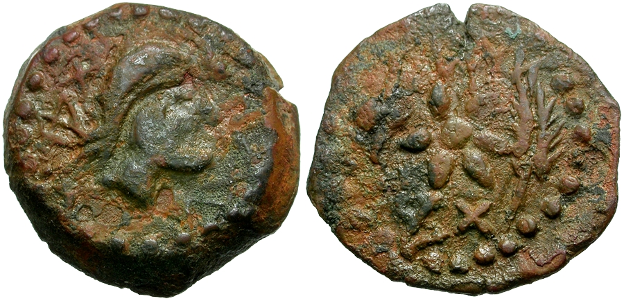 Kings of Mauretania. Bocchus I or II Æ18 | Greek Coins