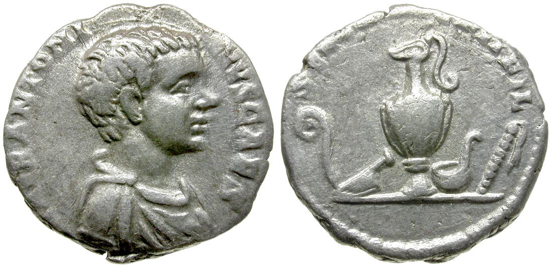 Caracalla, as Caesar (AD 196-198) AR Denarius / Priestly Implements