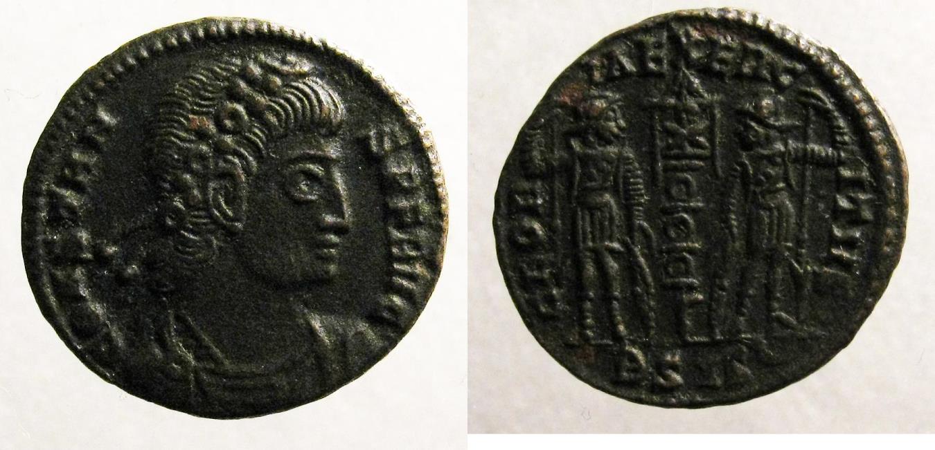 Constans, Siscia, two soldiers reverse, Chi-Rho banner | Roman Imperial ...