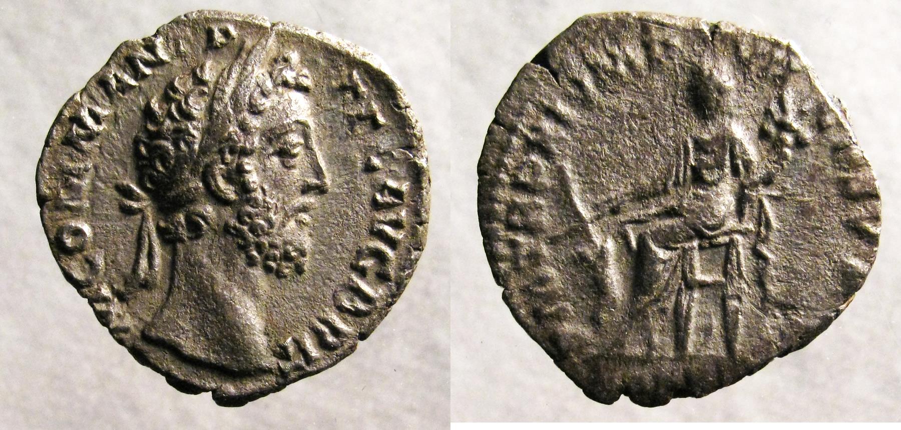 Commodus: AR Denarius, Fortuna seated with rudder and cornucopia