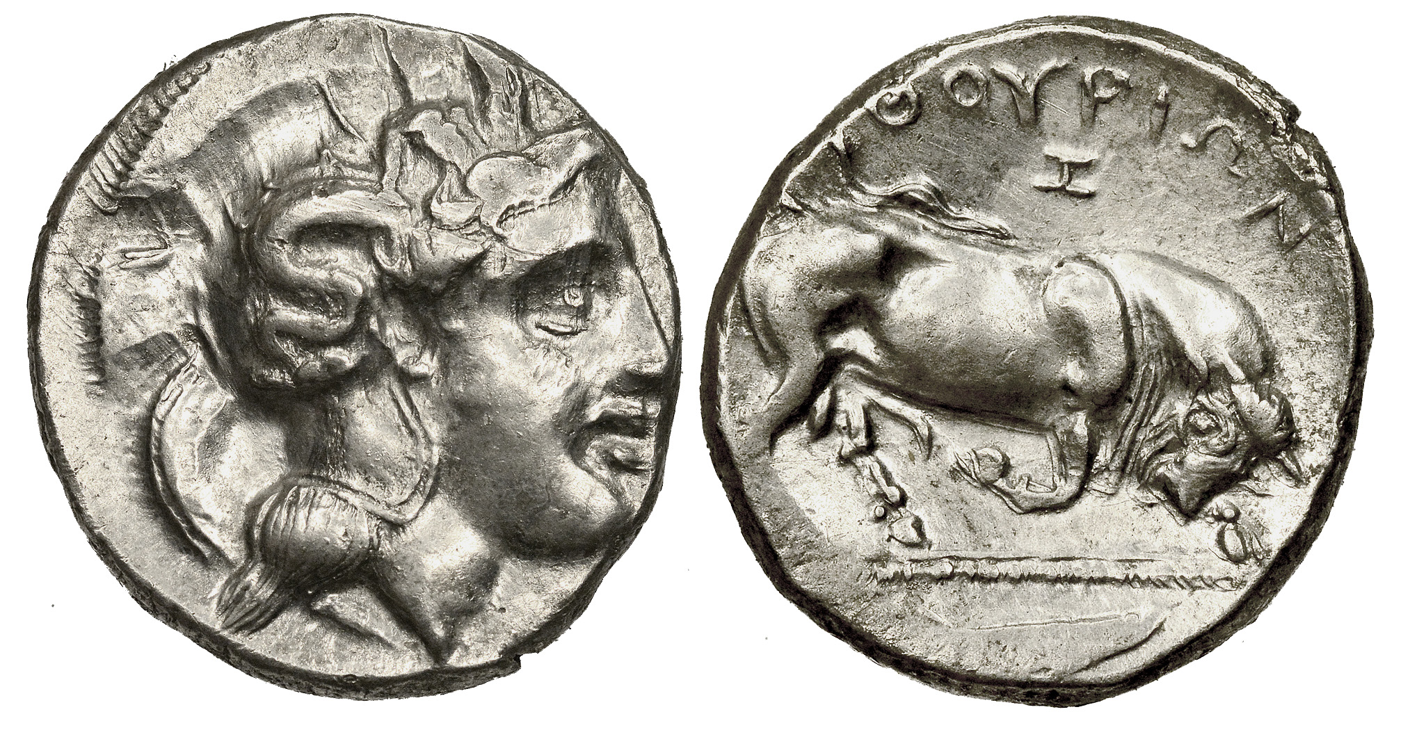 ITALY. Lucania. Thourioi. AR stater. 350 - 300 B.C. Extremely Fine.. 11008.