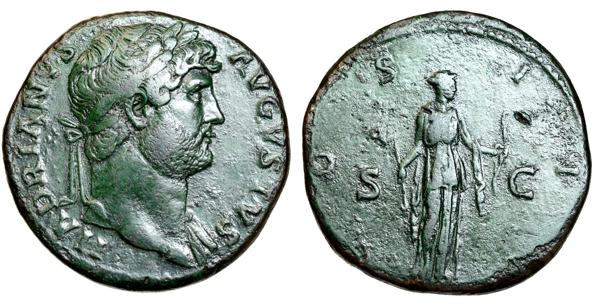 HADRIAN. Ae sestertius. 117 - 138 A.D.. Good Very Fine.. 11709.