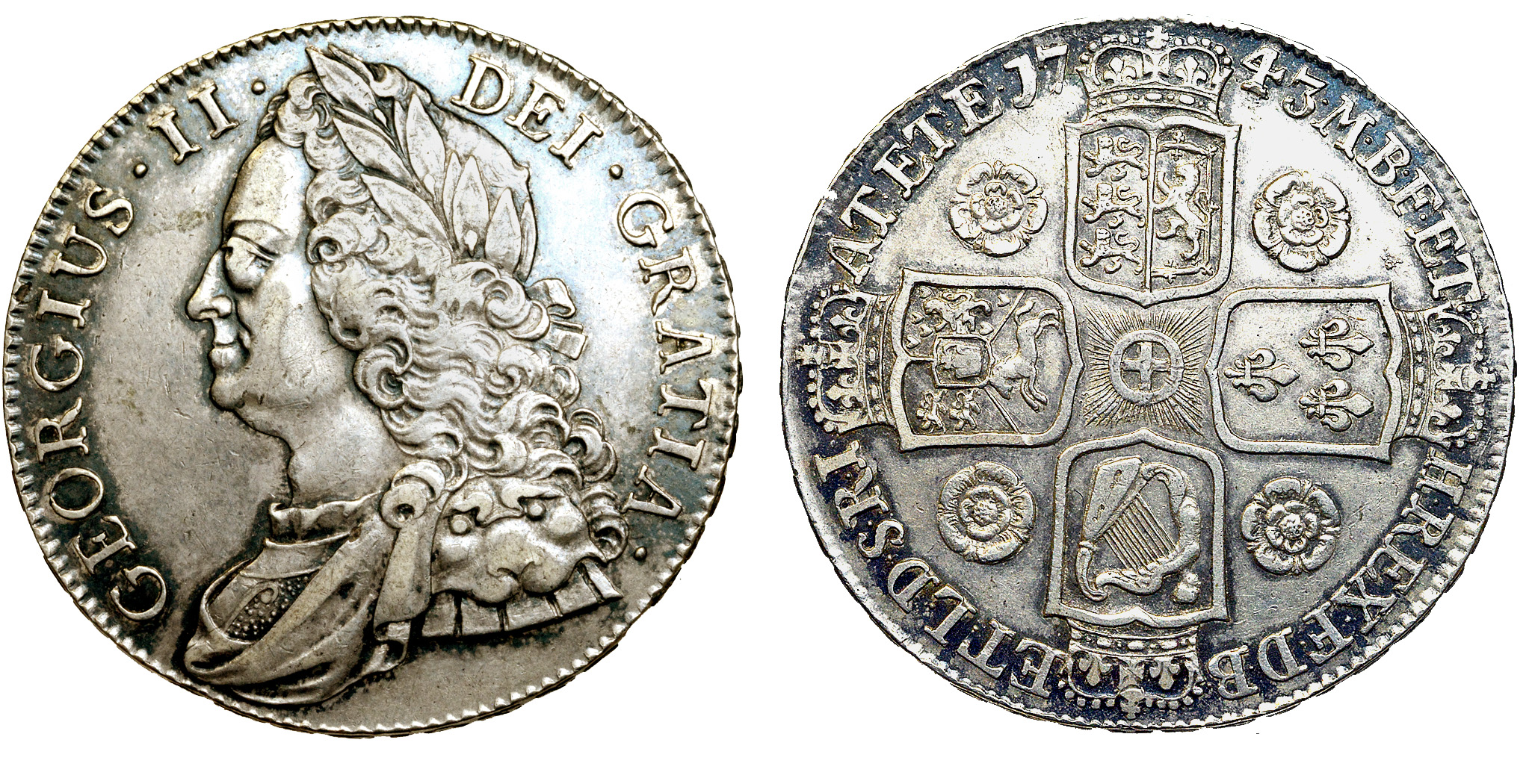 George II. Crown. 1743. Nearly Extremely Fine.. 12096. | European Coins