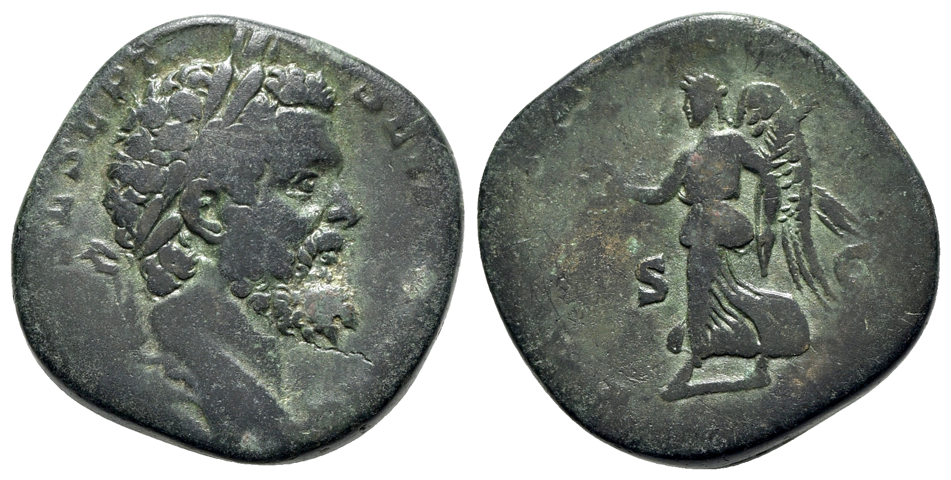 Septimius Severus (193-211). Æ Sestertius - R/ Victory | Roman Imperial ...