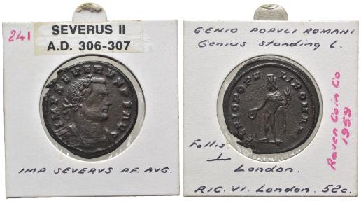 Severus II ( AD 305-307) Æ Follis. London mint. R/ GENIO RARE