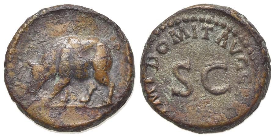 Domitian (81-96). Æ Quadrans. Rome, 84-5. R/ Rhinoceros | Roman ...