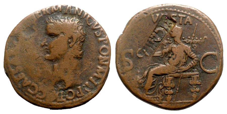 Germanicus (died AD 19). Æ As - Rome - R/ Vesta | Roman Imperial Coins