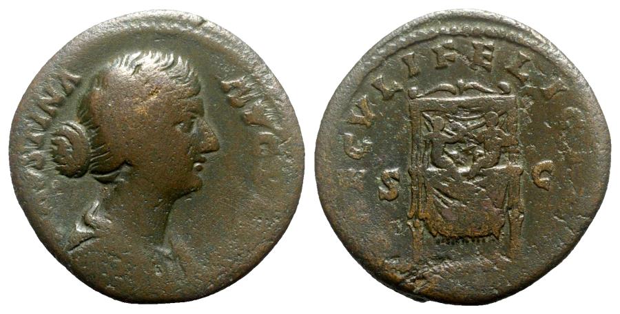 Faustina Junior (Augusta, 147-175). Æ Sestertius - Rome - R/ Commodus ...